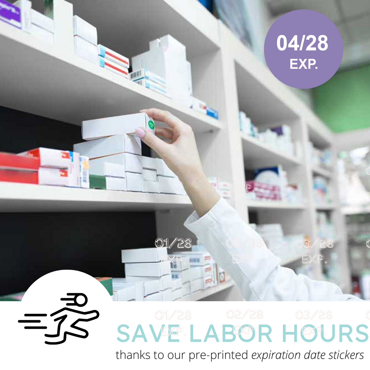 Pharmacy Expiration Dates Stickers - Edition 1.23 thru 12.23
